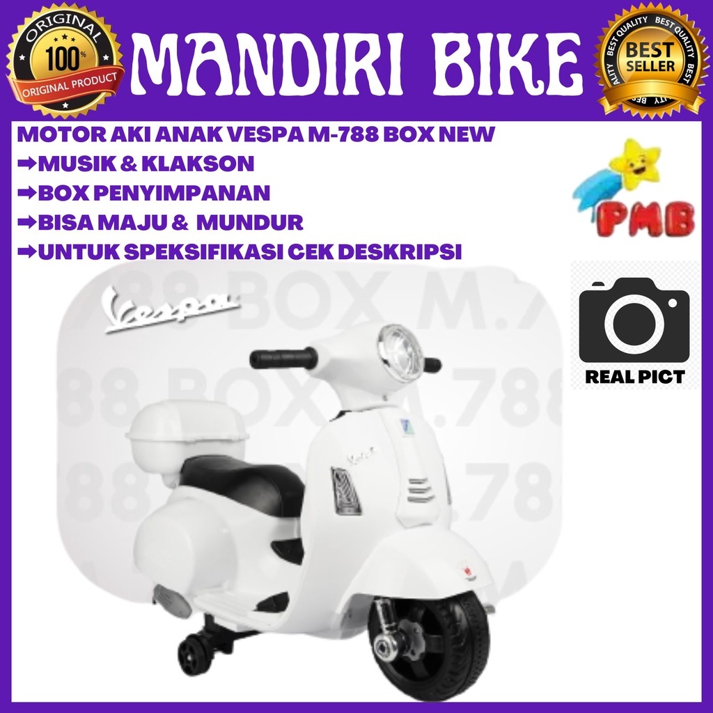 Jual Motor Aki Mainan Anak Vespa M788 BOX TERBARU MURAH | Shopee Indonesia