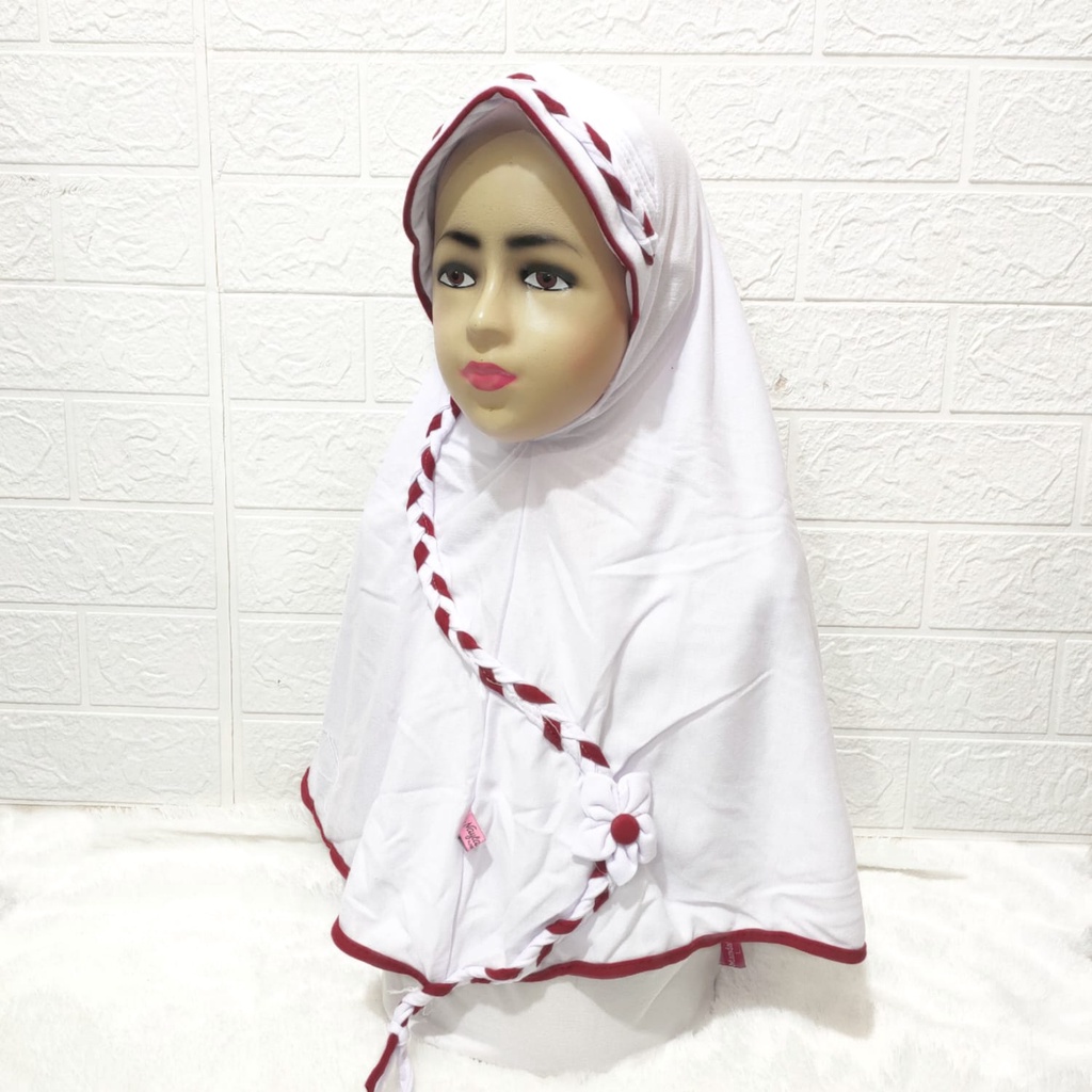 Jual Kerudung Sekolah SD Kepang Size M dan L Jilbab Sekolah Anak SD Hijab Sekolah Anak SD ...