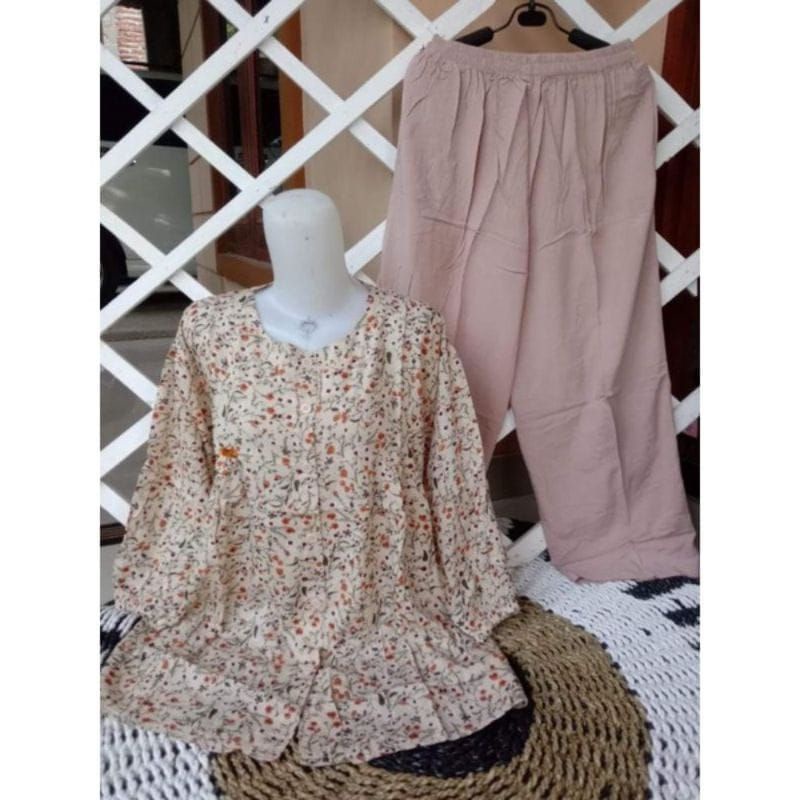 Jual STELAN WANITA MOTIF KOMBINASI BUNGA POLOS BAHAN RAYON VISCOSE ...