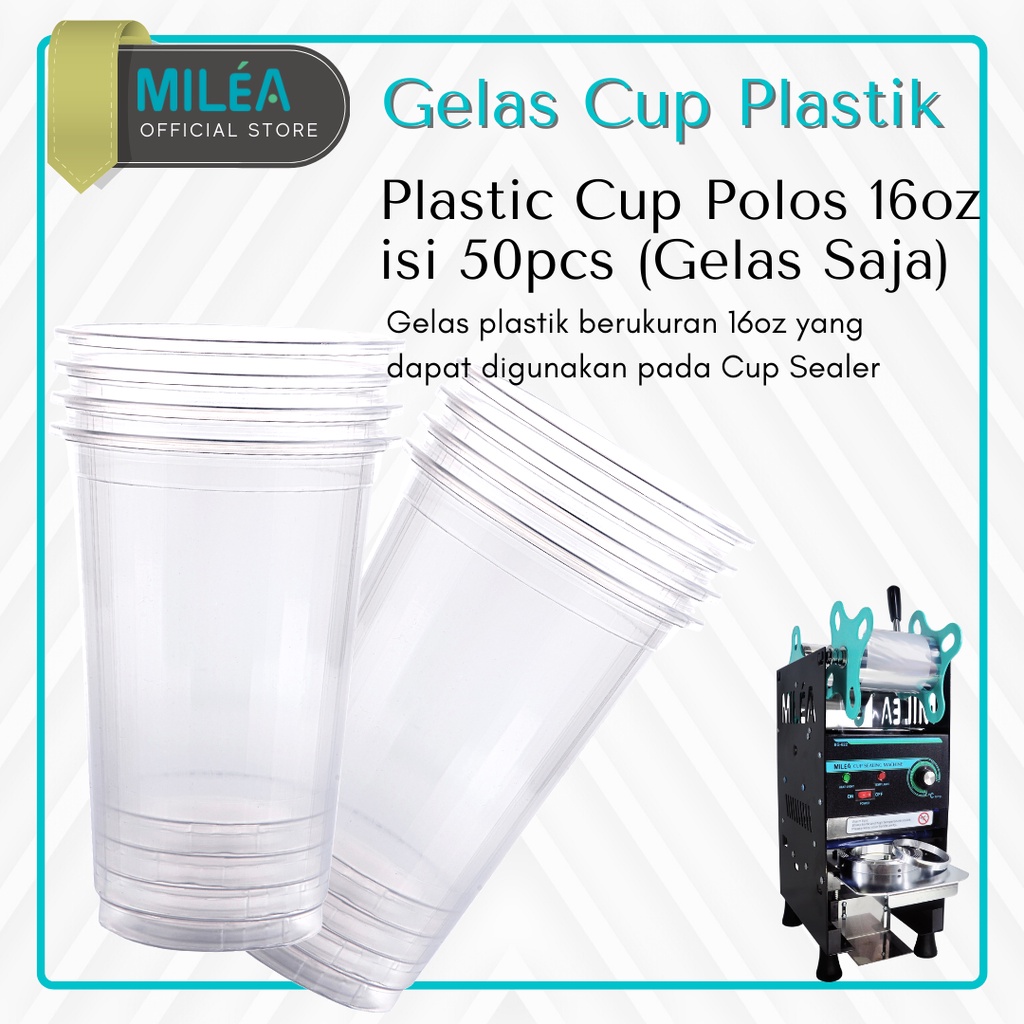 Jual MILEA - Gelas Plastik Bening Polos Tebal Tanpa Tutup 16 oz ...