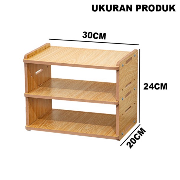 Jual Unik Rak buku Minimalis Serbaguna 3 Susun Office Table Organizer MDF- LC057 - KAYU AMBER ...