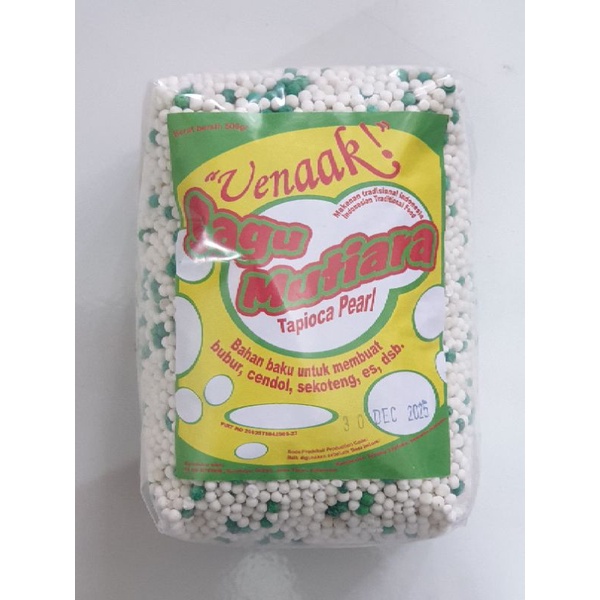 Jual Mutiara Sagu 500gr Pacar Cina Bulat warna hijau untuk es bubur ...