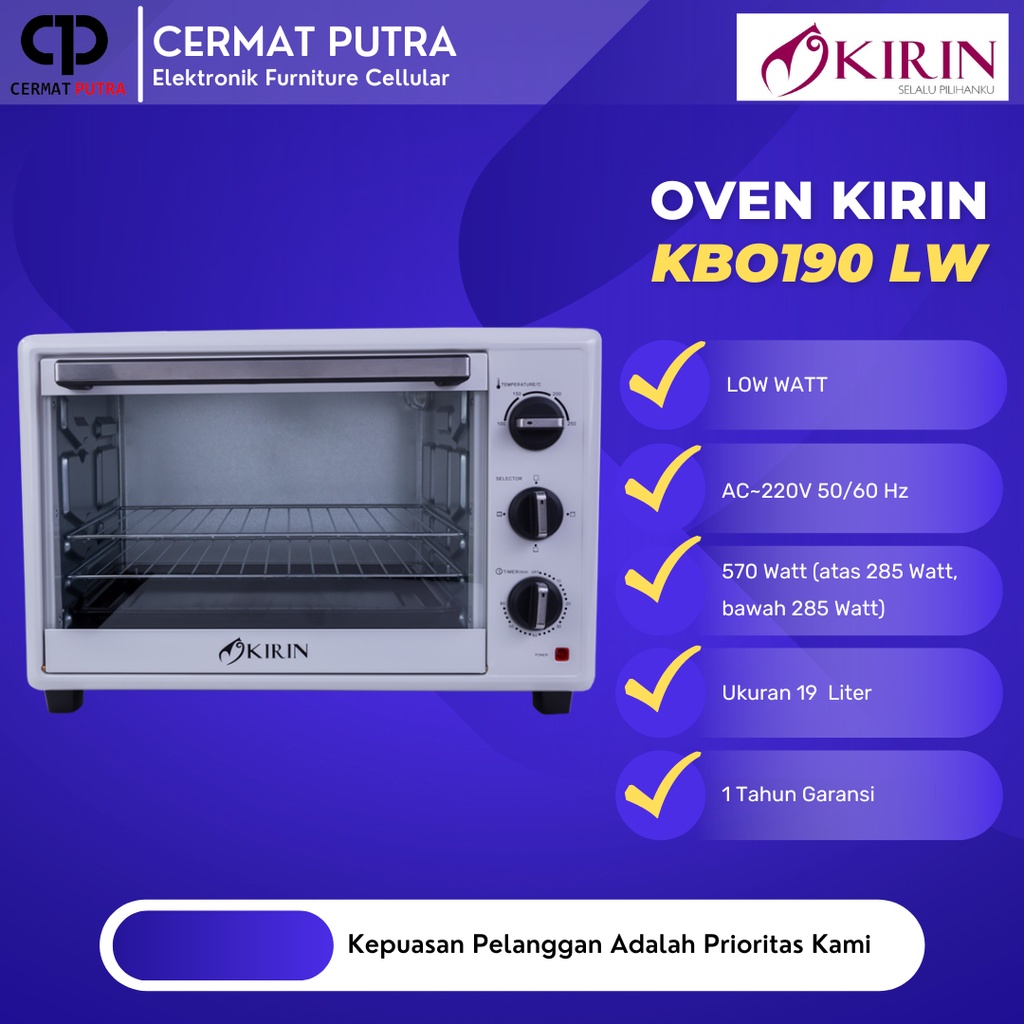 Jual Kirin KBO-190LW / Oven Listrik Rumah Tangga KIRIN KBO 190 LW 19 Liter LOW WATT | Shopee ...