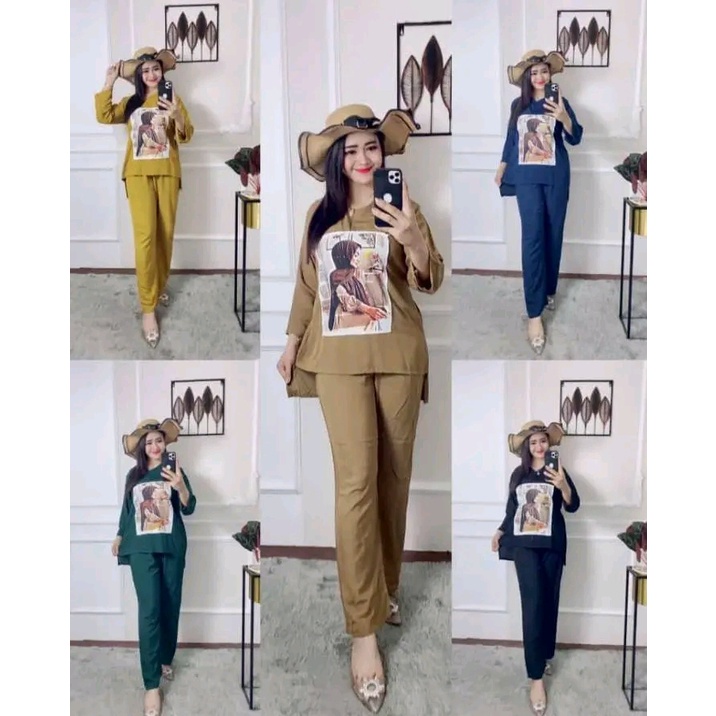 Jual One Set emblem terbaru animasi lengan panjang hijab celana panjang ...