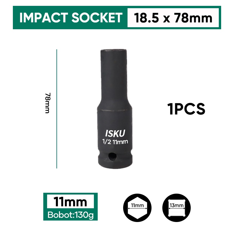 Jual ISKU mata kunci shock impact socket Panjang/mata sock set cr-mo 1/ ...