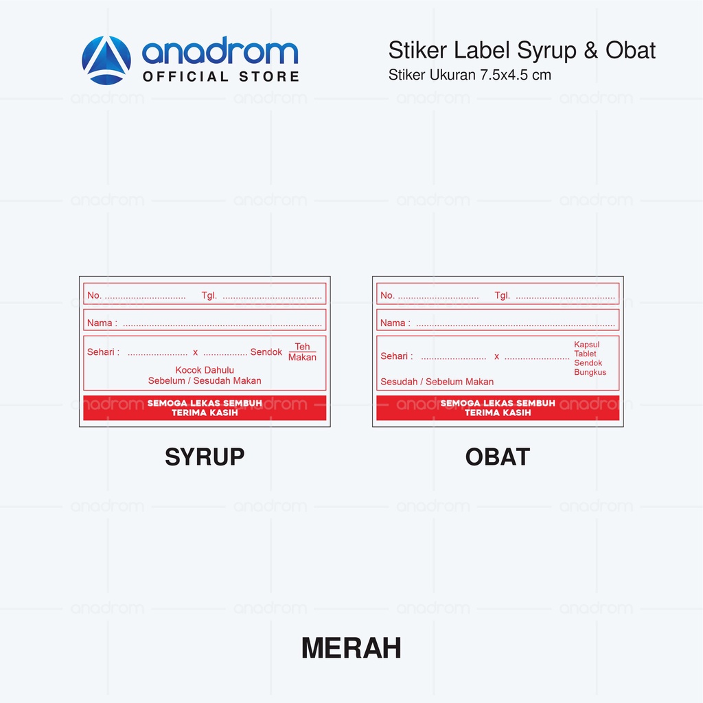 Jual Stiker Label Syrup & Obat I Sticker Label 1 PACK Isi 40 Pcs I ...