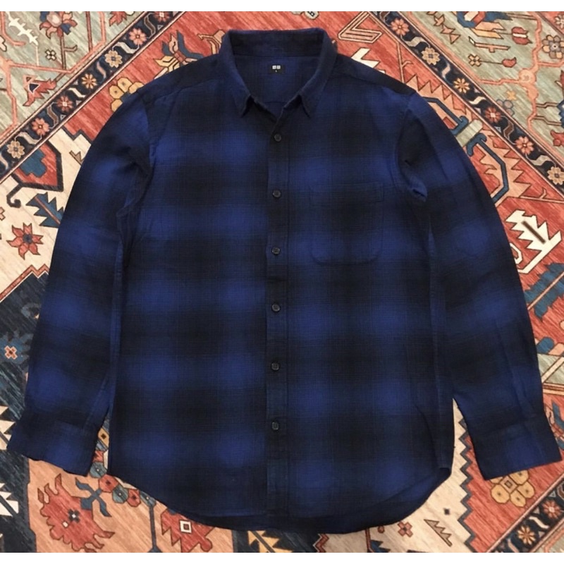Jual Uniqlo Flannel Veterano Biru ( L ) | Shopee Indonesia