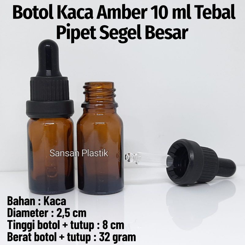 Jual Botol Kaca Pipet 10 ml Amber Big / Botol 10ml Pipet Segel Tutup ...