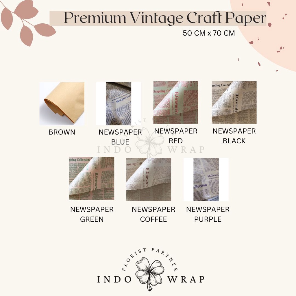 Jual KERTAS FLOWER WRAPPING PREMIUM VINTAGE CRAFT PAPER ECER KERTAS ...