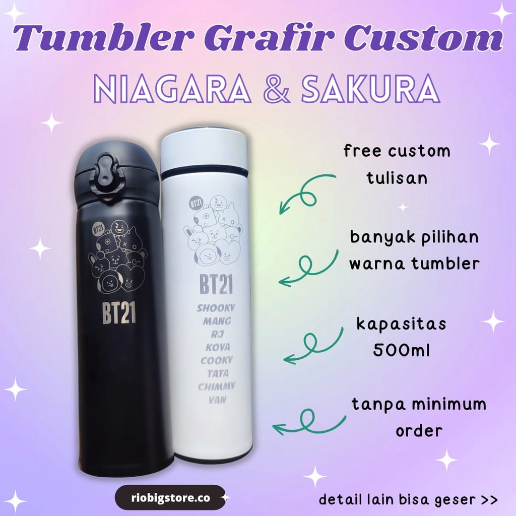 Jual [ CUSTOM ] Tumbler Thermos Custom Niagara Sakura LED Temperature ...