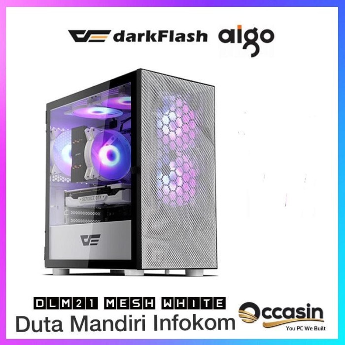 Jual Casing Aigo Darkflash Dlm21 Mesh White - Tempered Glass Micro Atx ...
