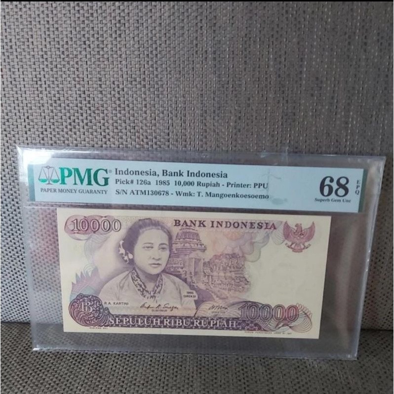 Jual Uang Kertas Kuno 10000 Rupiah Kartini Tahun 1985 PMG 68 | Shopee Indonesia