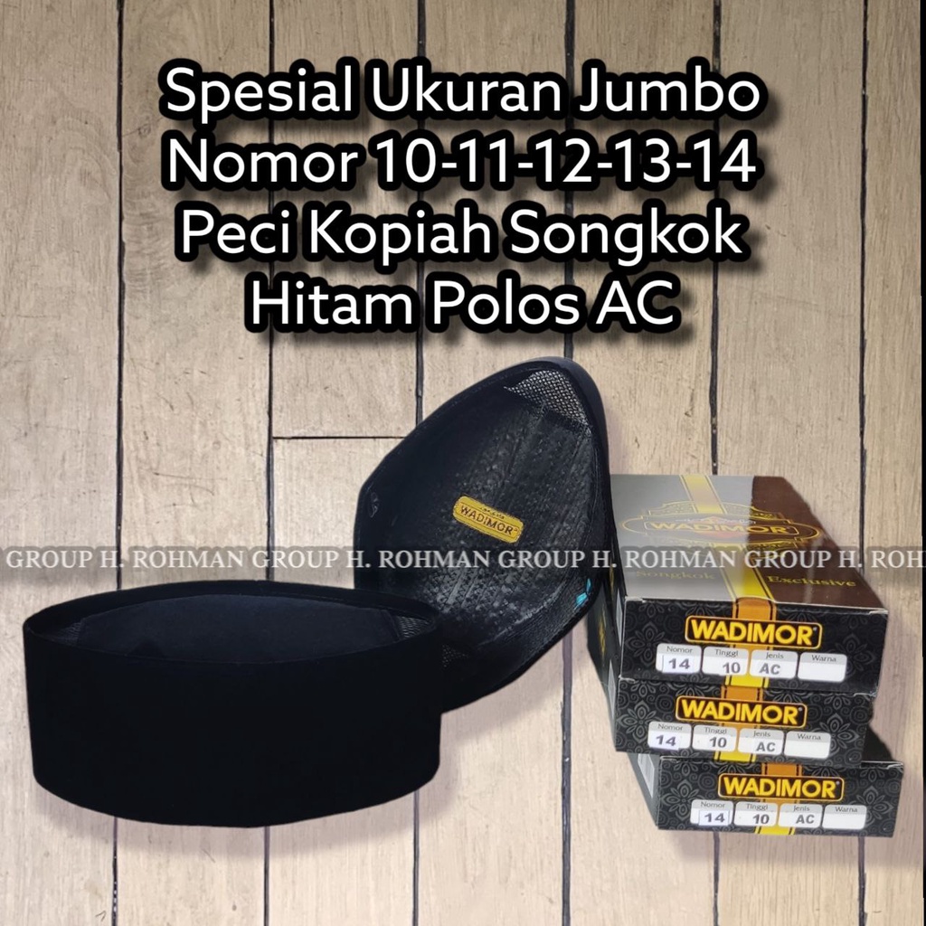 Jual Peci Wadimor Ukuran Jombo Kopiah Hitam Dewasa Songkok Polos Ac ...
