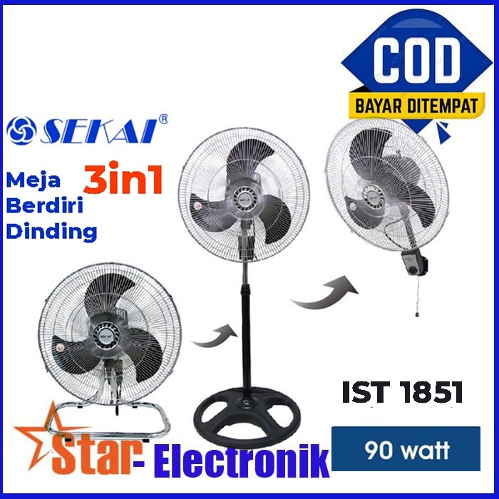Jual Kipas Angin Besi Tornado 3 in 1 Meja Berdiri Dinding Sekai IST 1851 18 Inchi | Shopee Indonesia