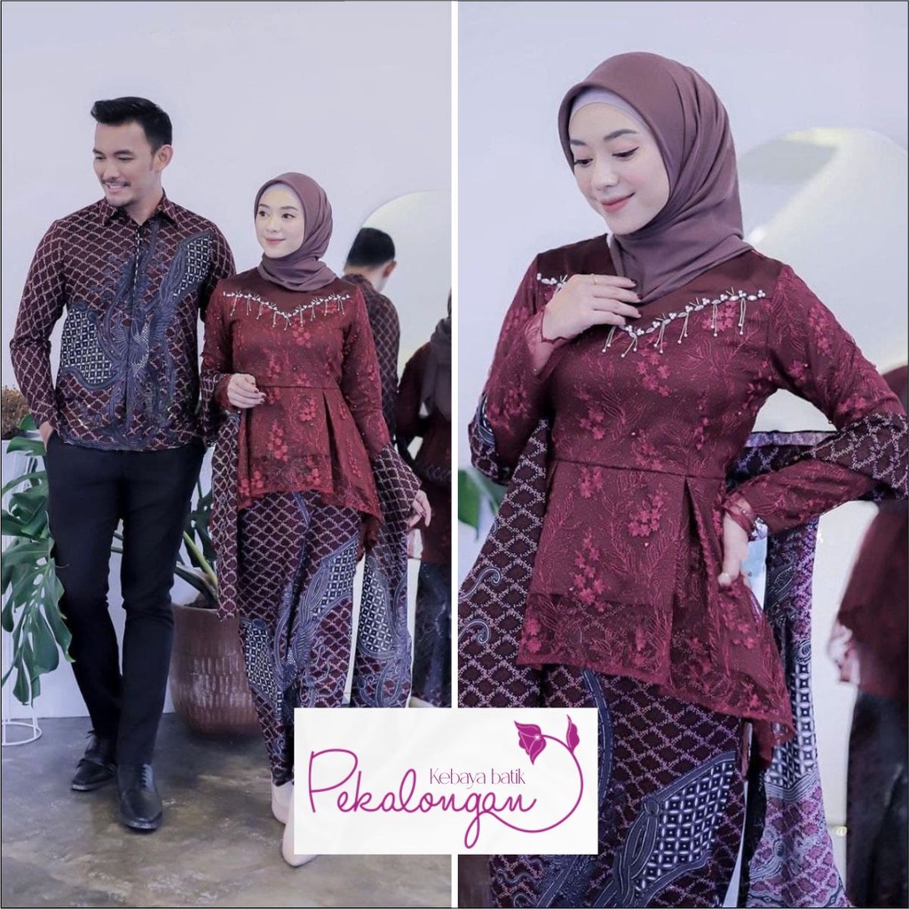 Jual Kebaya Couple Modern Kebaya Wisuda Lamaran Kebaya Kalena Maroon ...