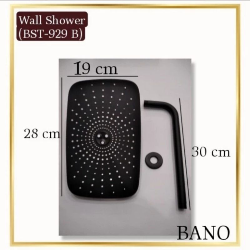Jual Wall Shower Rainfall Hitam Bano + Pipa 30cm / Head Shower Tanam Dinding - Premium | Shopee ...