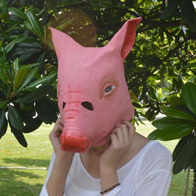 Jual TOPENG HEWAN BABI PINK PIG PIGGY FULLHEAD LATEX MASK HALLOWEEN ...