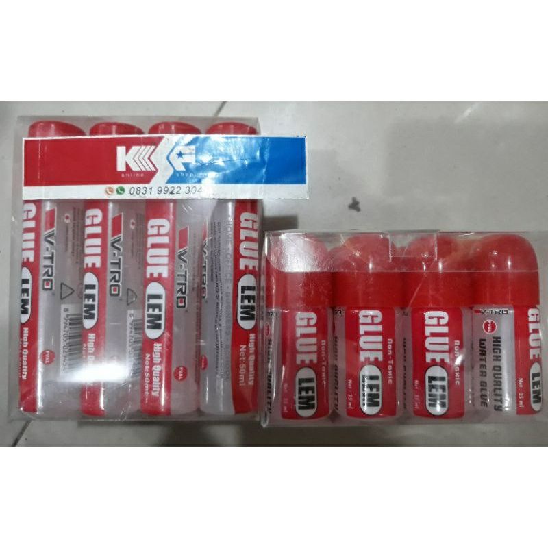 Jual LEM KERTAS ROLL ON POPULER LEM KERTAS V-TRO SERBAGUNA 35ml & 50ml ...