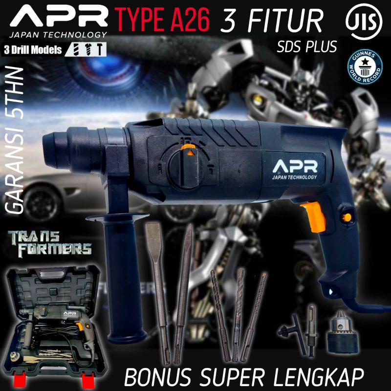 Jual Mesin bor hammer drill APR 3 fungsi type A26, fitur bobok beton ...