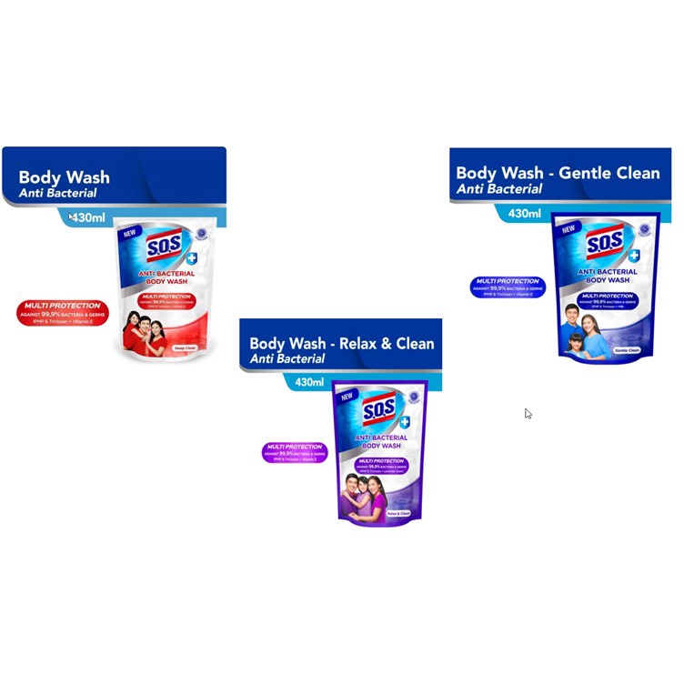 Jual SOS Antibacterial Pouch Body Wash 430 mL | Shopee Indonesia