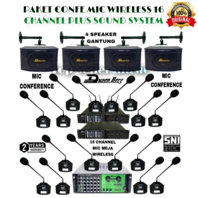 Jual paket sound conference mic meja wireless 16 chanel plus sound ...