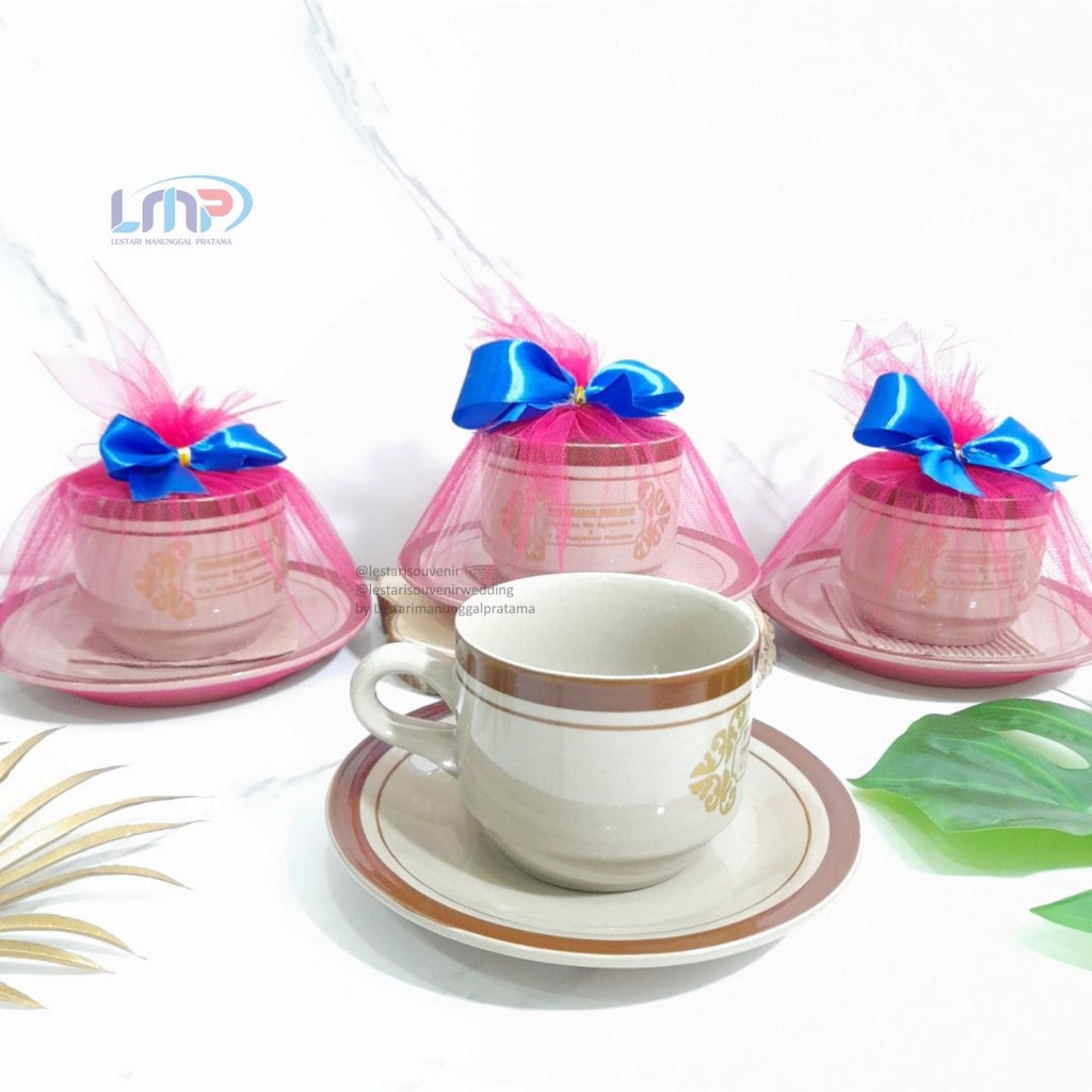 Jual souvenir tea set custom (nocode 2) / tea set custom nama / tea set ...
