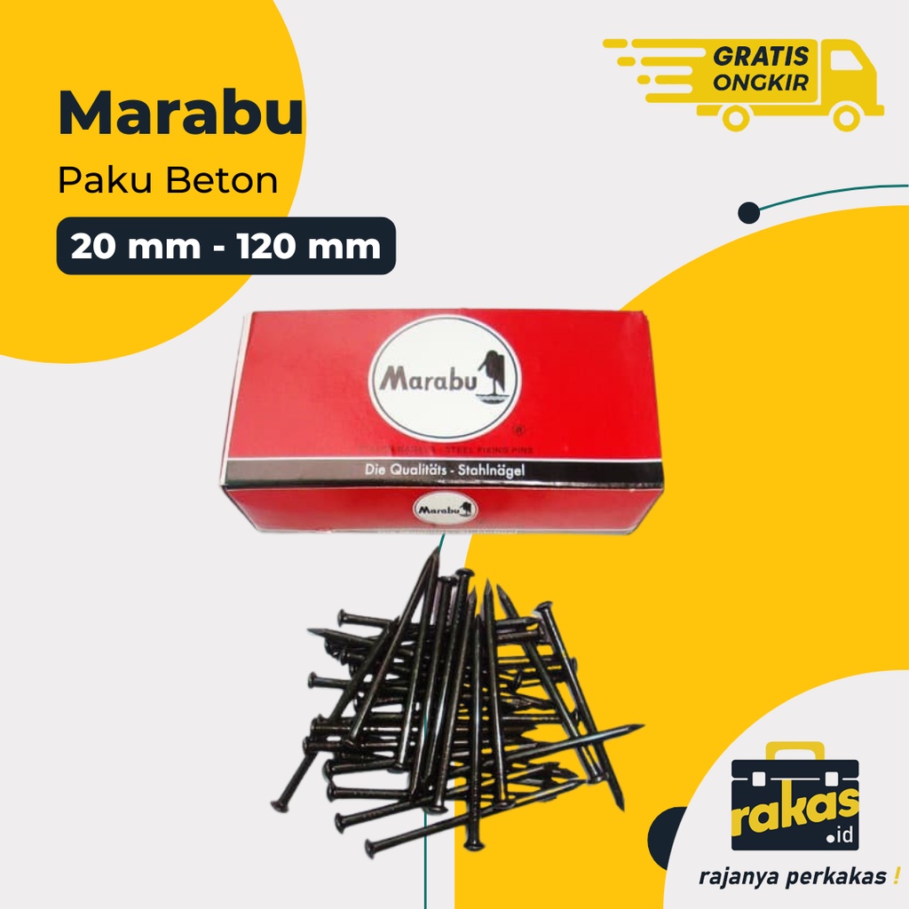 Jual Paku Beton Marabu 20mm, 25mm, 30mm, 40mm, 50mm, 60mm, 70mm, 80mm, 100mm, 120mm Kualtas Baik ...