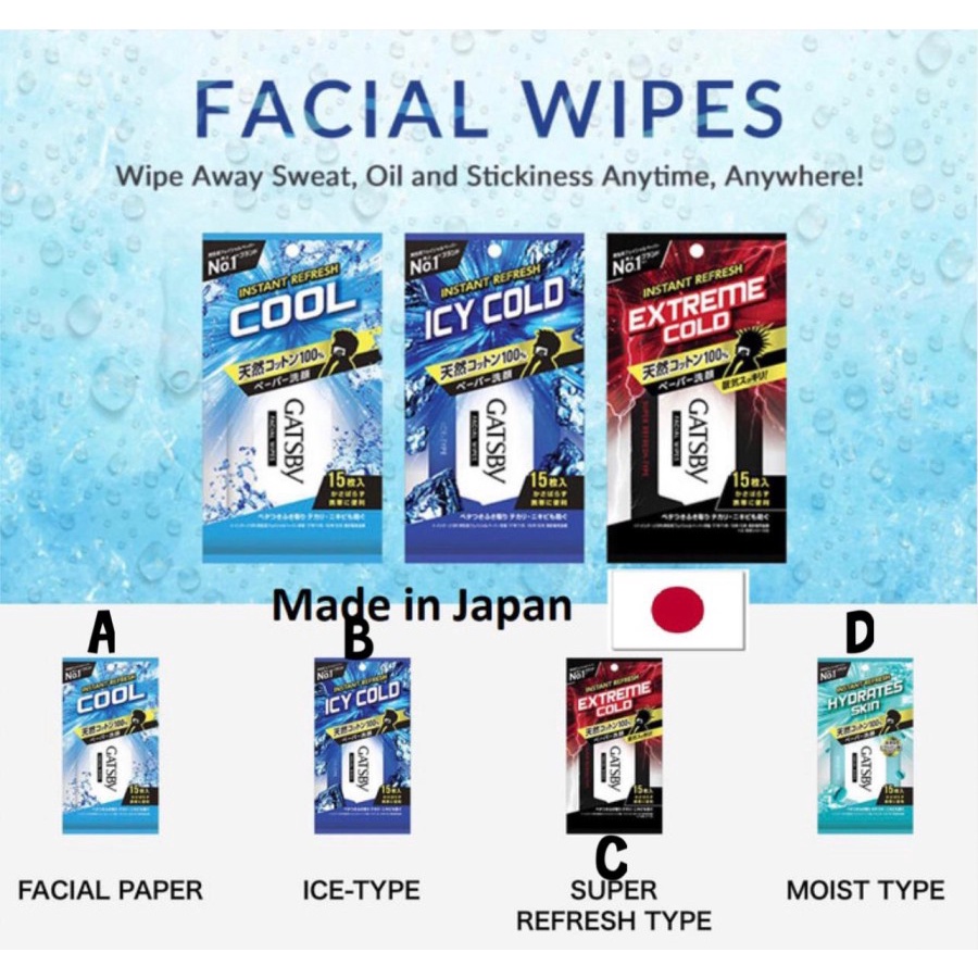 Jual GATSBY Facial Wipes Made in Japan Tissue muka tisu muka GATSBY ...