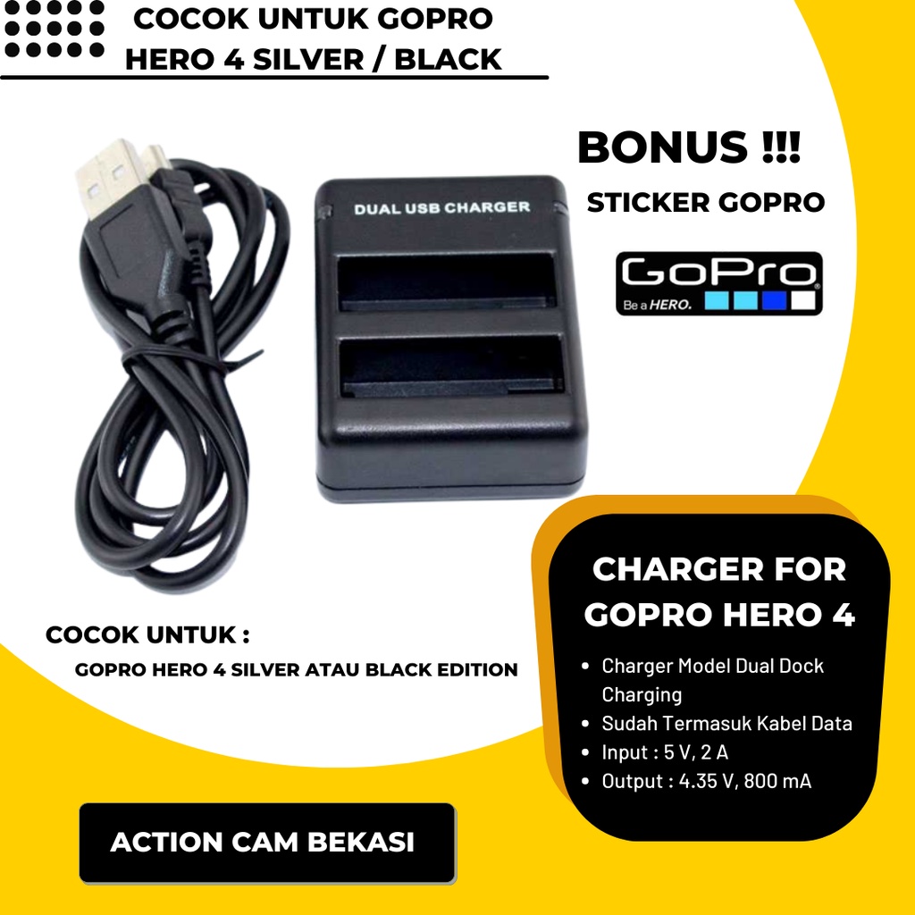 Jual Charger Gopro Hero 4 Silver Atau Black Model 2 Slot Charging ...