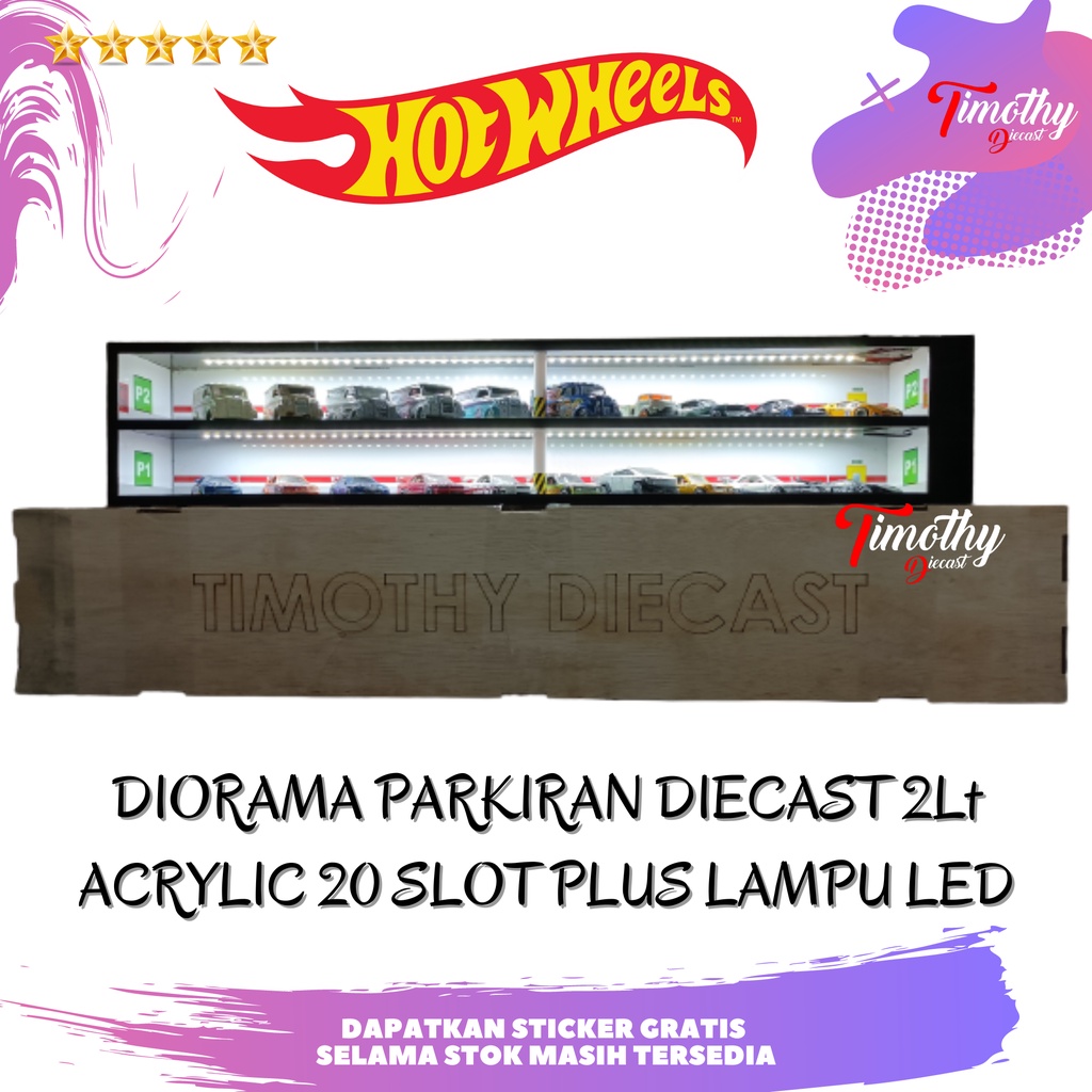 Jual Rak Box Diorama Acrylic Diecast Parkiran Hot Wheels 20 Slot 2Lt ...