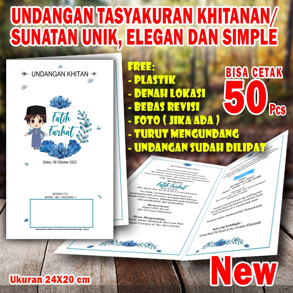 Jual Undangan Sunatan/Khitanan Undangan Walimatul Khitan Murah Unik dan ...