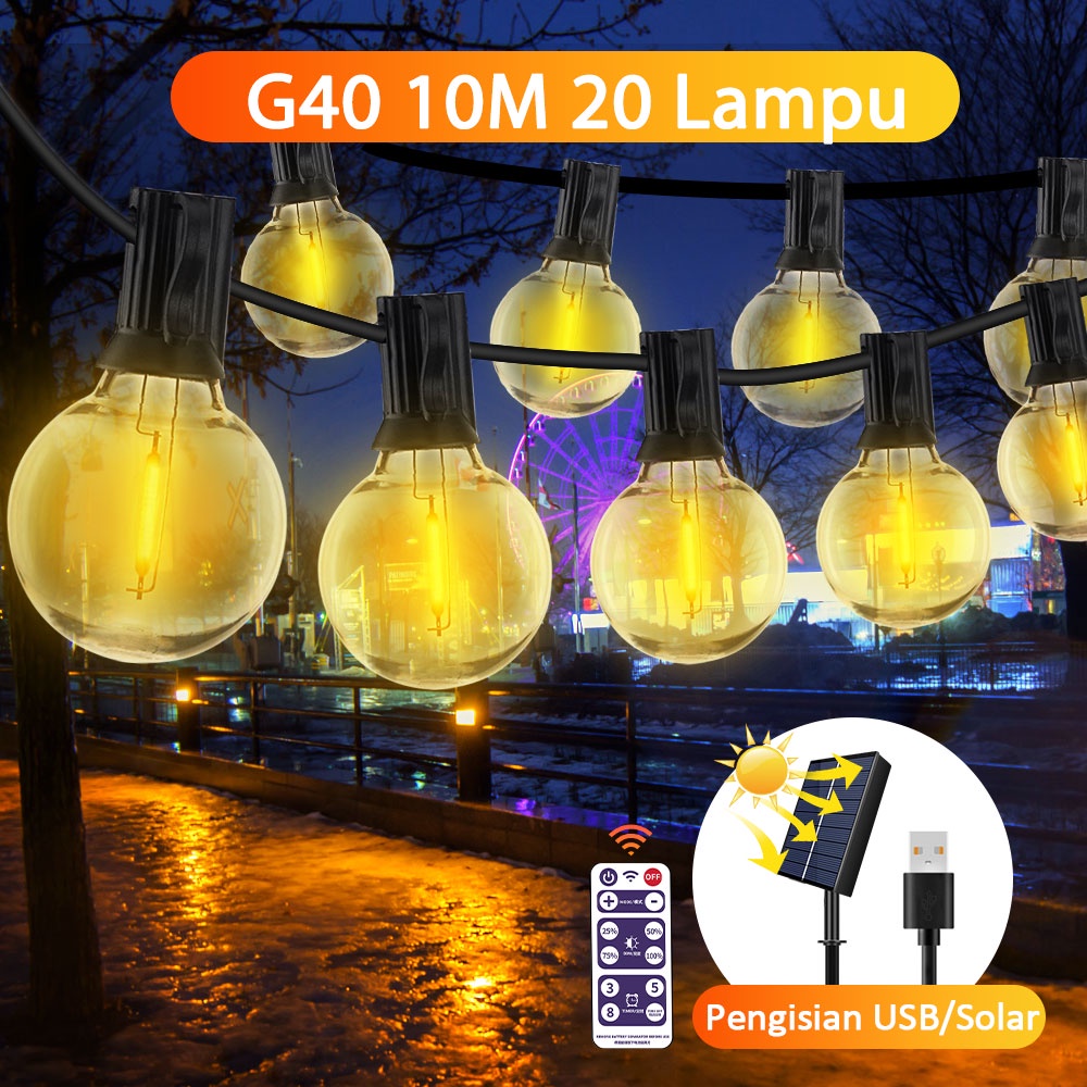 Jual Lampu Tenis Meja Solar Cell 20 Lampu Vintage Lampu LED Bohlam E12 ...