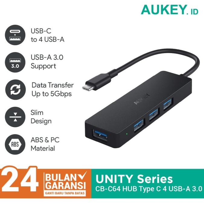 Jual HUB Type-C Aukey CB-C64 Unity Slim 4-Port USB 3.0 - 500580 ...