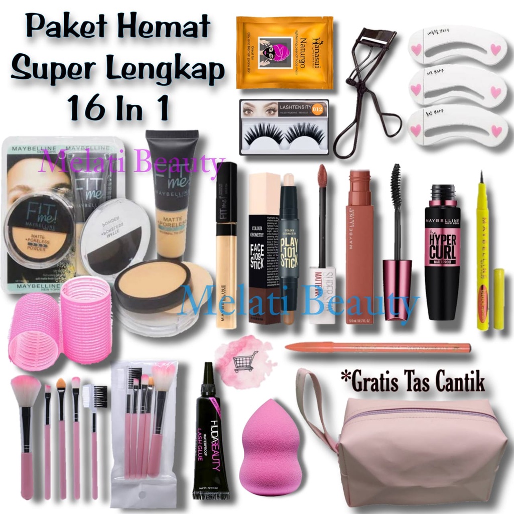 Jual Paket Hemat Super Lengkap 16 In 1 / Paket Kosmetik Lengkap / 1 Set Makeup Lengkap ...