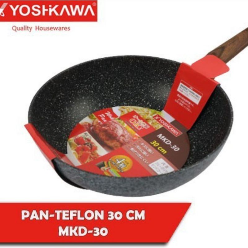 Jual YOSHIKAWA Fry Pan Wajan Teflon Marble Anti Lengket MD-300-01 | Shopee Indonesia