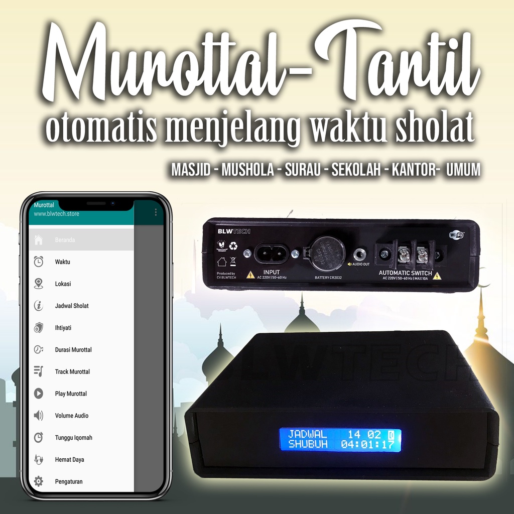 Jual Auto Murottal Tartil Tarhim MASJID Otomatis menjelang waktu sholat ...