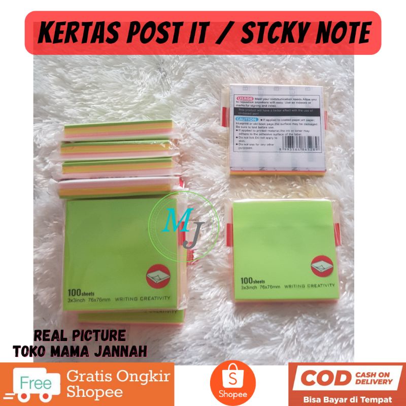 Jual Kertas Post It / Sticky Note Warna Warni 3x3 inci | Shopee Indonesia