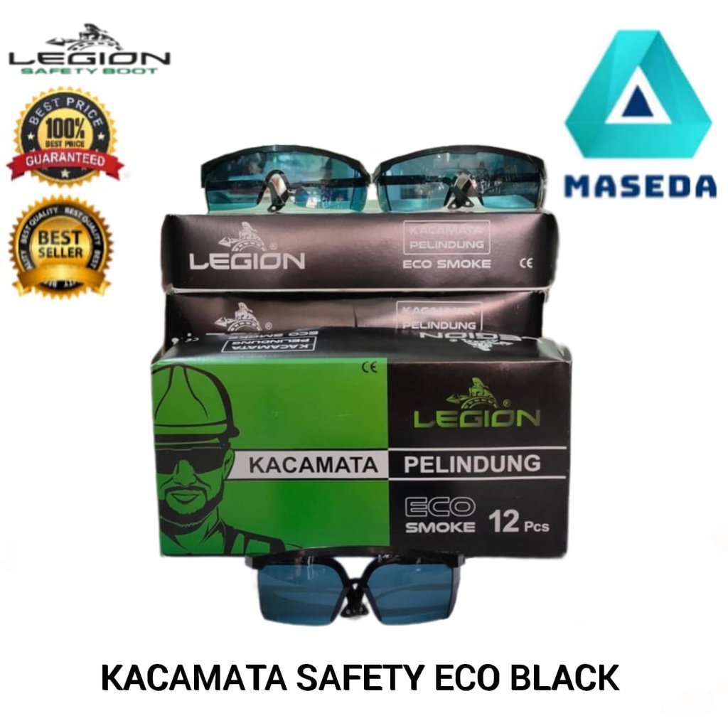 Jual KACAMATA SAFETY HITAM - KACA MATA HITAM SAFETY SMOKE LEGION ...