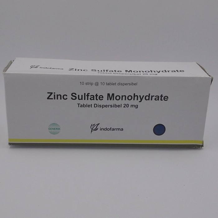Jual zinc sulfate monohydrate 20mg box 100 tablet | Shopee Indonesia
