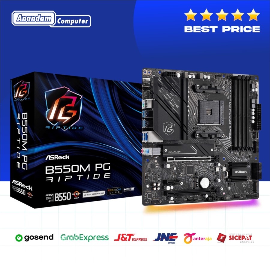 Jual ASRock B550M PG Riptide (AM4, AMD Promontory B550, DDR4, USB3.2 ...