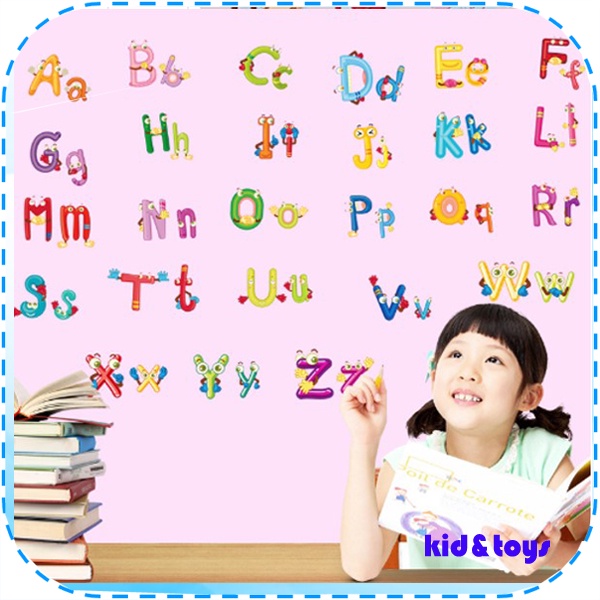 Jual 1 set Stiker Dinding Wallsticker Huruf Abjad Stiker Kereta Huruf ...