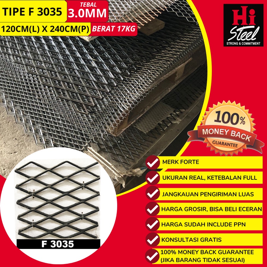 Jual Expanded Metal Besi Tipe F 3035 - 120cm x 240cm | Shopee Indonesia