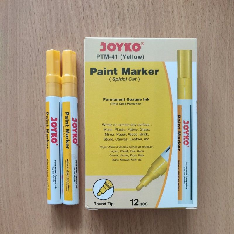 Jual Spidol Cat Permanet Kuning Joyko PTM-41 YELLOW Paint Marker Color ...