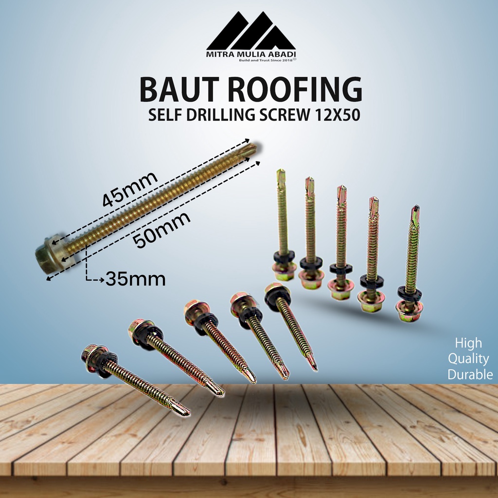 Jual SDS 12 x 50 / Sekrup Baja Ringan / Baut Roofing - Kuning | Shopee ...