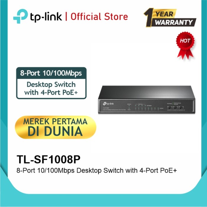 Jual Tp-Link Tl-Sf1008P 8-Port 10/100Mbps Desktop Switch With 4-Port ...