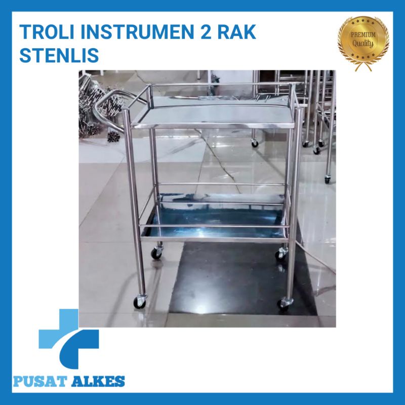 Jual troli instrumen troly instrumen 2 rak stenlies | Shopee Indonesia