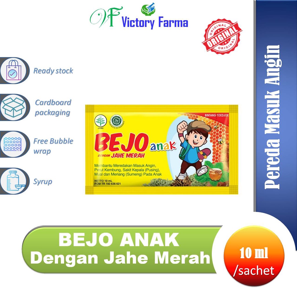 Jual Bejo Anak dengan Jahe Merah Sachet @ 10 ml/ Pereda masuk angin ...