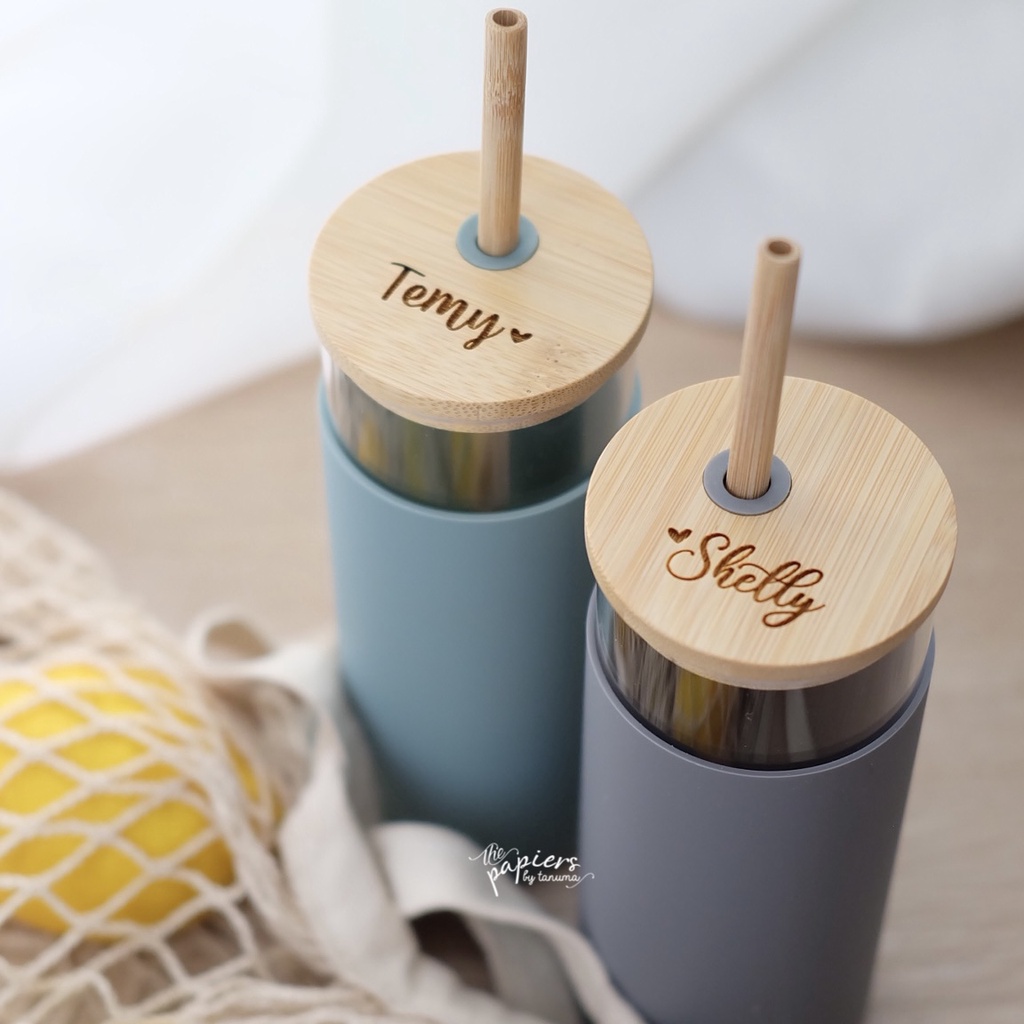 Jual Single Wall Glass Bottle with Silicon Cover/ Botol Minum Kaca ...