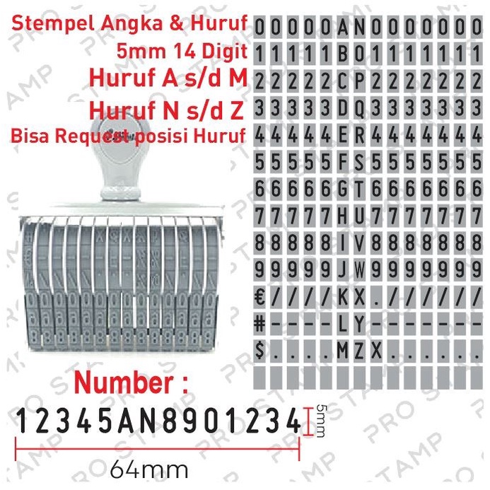 Jual Letter Stempel Kombinasi Angka Dan Huruf Ukuran 5Mm | Shopee Indonesia