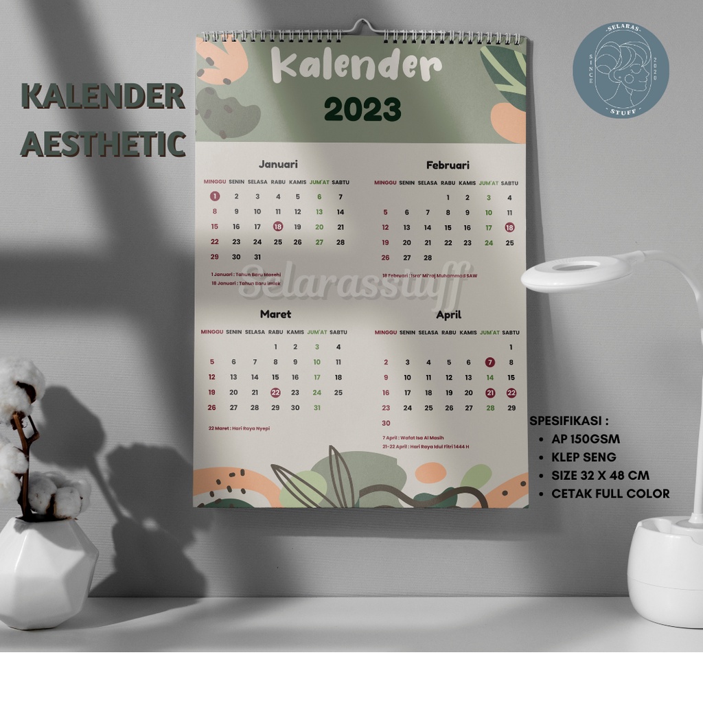 Jual Kalender Aesthetic 2023/Kalender dinding 3LEMBAR/KALENDER MURAH ...